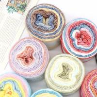 China New arrival cheap price 100g/roll acrylic cotton wool blended gradient rainbow cake yarn for hand knitting scarf and hat for sale