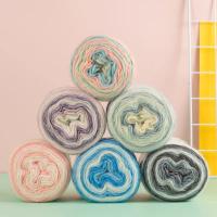 China New arrival cheap price 100g/roll acrylic cotton wool blended gradient rainbow cake yarn for hand knitting scarf and hat for sale
