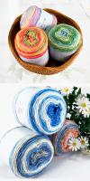 China Long Hair Gradient Rainbow Color Cotton Blend Cake Wool Yarn 5 ply 100g  for Knitting and Crochet Hats and Scarves for sale