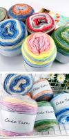 China Long Hair Gradient Rainbow Color Cotton Blend Cake Wool Yarn 5 ply 100g  for Knitting and Crochet Hats and Scarves for sale