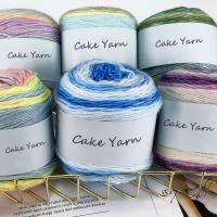China 2022 new product gradient acrylic cotton wool cake rainbow yarn for crochet for sale