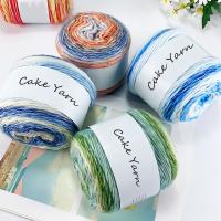 China Soft Warm Gradient Rainbow Yarn 100g Acrylic Cotton Wool Blend Ombre Cake Yarn for sale