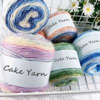 China Soft Warm Gradient Rainbow Yarn 100g Acrylic Cotton Wool Blend Ombre Cake Yarn for sale