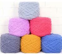 China High quality various color Chunky 100g/roll 3ply polyester fleece coral Velvet Towel Yarn for sale
