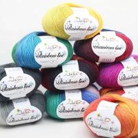 China Hot sale hand knitting yarn for sweater Top quality wool yarn 100% wool 50g/ball hand knitting fancy yarn  rainbow color for sale