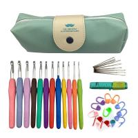 China Modern Dyed Aluminum Crochet Kit With Yarn Knitting Needles Sewing Kit Tools Crochet Hook Set for sale