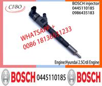 China Diesel Common Rail Injector 0445110185 0986435183 33800-4A300 33800-44350 33800-4A350 33800-4A360 for Hyundai 2.5Crdi for sale