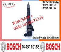 China Diesel Common Rail Injector 0445110185 0986435183 33800-4A300 33800-44350 33800-4A350 33800-4A360 for Hyundai 2.5Crdi for sale