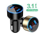China Xiaomi Samsung 3.1A LED Display 15.5W PD Dual USB Car Charger for sale