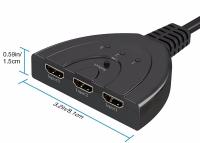 China 1.4b 1080P 4K*2K 3 Ports 250MHz HDMI Switch Cable For DVD HDTV Xbox for sale