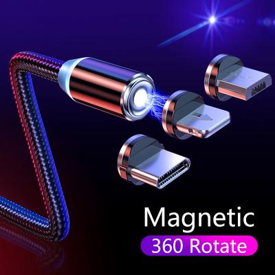 China 2A 3 In 1 480 Mbps Micro USB 360 Degree Rotating Magnetic USB Cable for sale