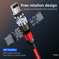 China 540 Degree 3 In 1 Round Plug Magnetic Fast Charging USB Cable for sale