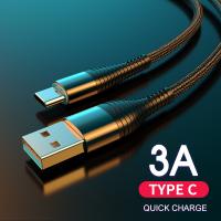 China 0.5m 1.2m 3A Type C Nylon Braided Fast Charging USB Cable for sale