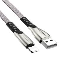 China Zinc Alloy Shell Fabric Braid 3.3ft 1M 2.4A Flat Fast Charging USB Cable for sale