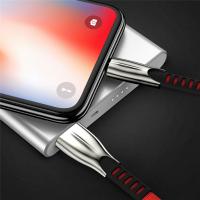 China Zinc Alloy Shell Fabric Braid 3.3ft 1M 2.4A Flat Fast Charging USB Cable for sale