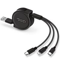 China Retractable 120cm 45g 8 Pin 3 In 1 IOS Mobile Phone USB Cable for sale