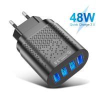 China Samsung Xiaomi Fireproof PC 4 Port 48W QC3.0 USB Charger Adapter for sale