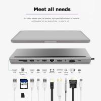 China 15cm Cable 3.5mm Audio 4K 30Hz HDMI 87W PD USB C Hub for sale