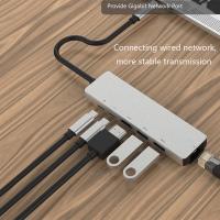 China Aluminum Alloy 4K 30HZ 100Mbps  RJ45 8 In 1 USB C Hub for sale