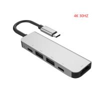 China Aluminum Alloy 4K 30HZ 100Mbps  RJ45 8 In 1 USB C Hub for sale