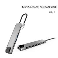 China Aluminum Alloy 4K 30HZ 100Mbps  RJ45 8 In 1 USB C Hub for sale