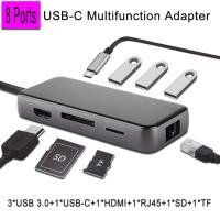 China ROHS MacBook Pro RJ45 Adapter PD Charging 8 Port USB3.0 HUB for sale