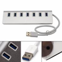 China US Plug 7 Port Aluminum USB 3.0 HUB 5Gbps Power Adapter for sale