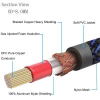 China 8.0mm Wire RCA HIFI Coaxial 75 Ohm OFC Subwoofer 3.5mm Audio Cable for sale