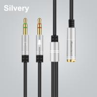 China CTIA 2 Male To 1 Femal  30cm AUX Extension 3.5mm Audio Cable for sale