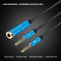 China CTIA 2 Male To 1 Femal  30cm AUX Extension 3.5mm Audio Cable for sale