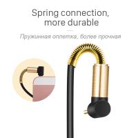 China Male To Male 90 Degree Gold Plated Aux Spring 3.5mm Audio Cable for sale