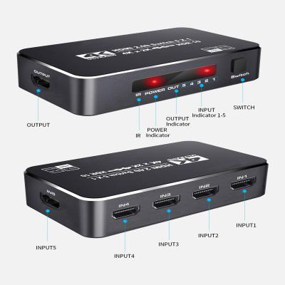 China 18.5 Gbps 5 Ports 5x1 Kvm 4K 60Hz HDR10 HDMI 2.0 Switcher for sale