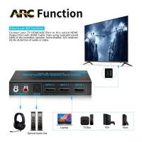 China HDMI 2.0b Switch 3 In 1 4K 60HZ 600MHz Coaxial Toslink Switcher Box for sale