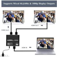 China 1x2 Video Audio HDCP 2.2 HDR RGB 3.5mm Jack Audio HDMI In Splitter for sale