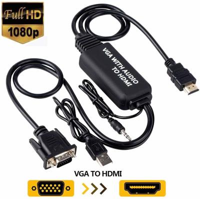China 1.2M 4FT Full HD 1080P VGA to HDMI Adapter VGA2HDMI Audio Video Converter Cable for sale