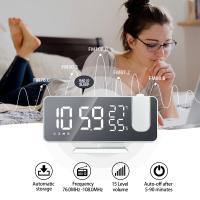 China Square Projection Alarm Clock With Radio LED Display Temperature Humidity Electronic for sale