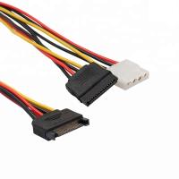 China 18AWG Power Cable Cord 15 Pin SATA Male To 4 Pin IDE Molex female For Motherboard And Hard Disk for sale