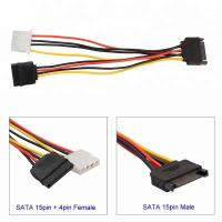 China 18AWG Power Cable Cord 15 Pin SATA Male To 4 Pin IDE Molex female For Motherboard And Hard Disk for sale
