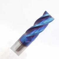 China Blue Nano Coating Carbide End Mill Cutter HRC65 for sale