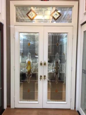 China decorative glass panel in wooden doors for sale