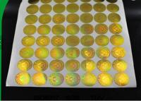 China PET Laser Gold Security Hologram Sticker Anti Salt Water And Non - Toxic for sale