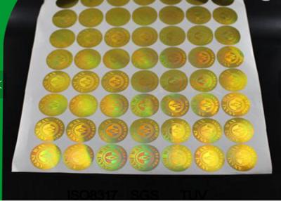 China PET Laser Gold Security Hologram Sticker Anti Salt Water And Non - Toxic for sale