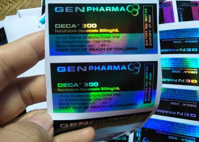 China Blue Color Custom Hologram Print Prescription Bottle Label For 10Ml Vial for sale