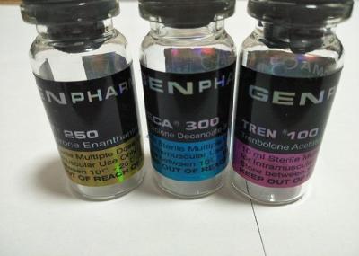 China Various GEN PHARMA 10ml Glass Vial Labels DECA / TEST E 300 Laser Vial Stickers for sale