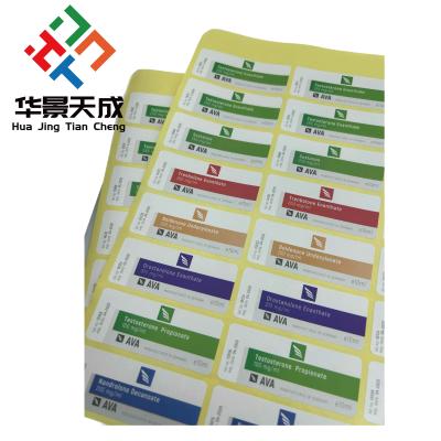 China Eye-catching Square Sharpe PET Hologram Glossy Label for 10ml Vial of Nan Decanoate for sale