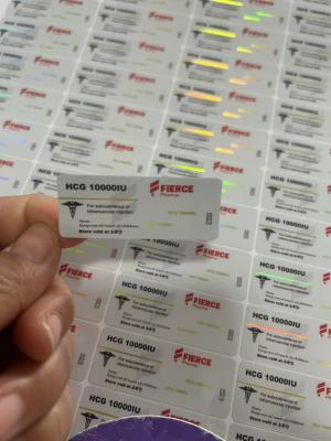 China Custom Glass Vial Labels for HCG 10000 and Other Peptide Products Laser Hologram PET Material for sale