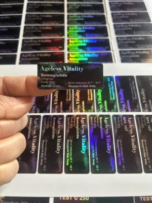 China 2ml Semaglutide And Tirze  patide Vial Labels for Peptide Storage in PAPER/PET/PVC Material for sale