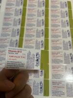 China Customized Vitamin B12 Adhesive Injection Oil Labels For 10ml Glass Bottle UV PRINITNG/cmyk prinitng for sale