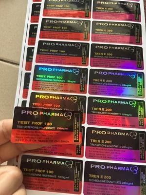 China Testo Propionate 100mg Hologram Laser 10ml Vial Labels , Glossy Finish Multi Dose Vial Label for sale