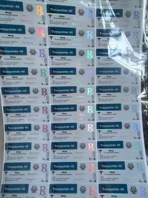 China Tirze  Patide 40mg Peptide Glass Vial Labels With Customized Design for sale